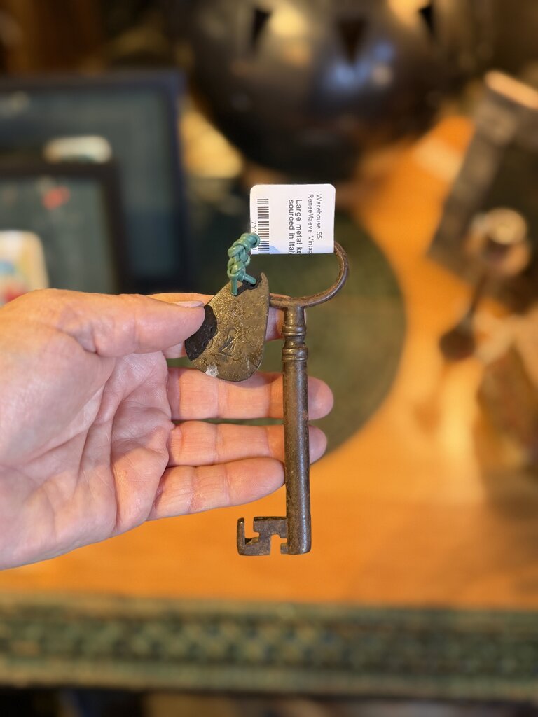 Large metal key with tag 6in sourced in Italy – Warehouse 55 Chicago